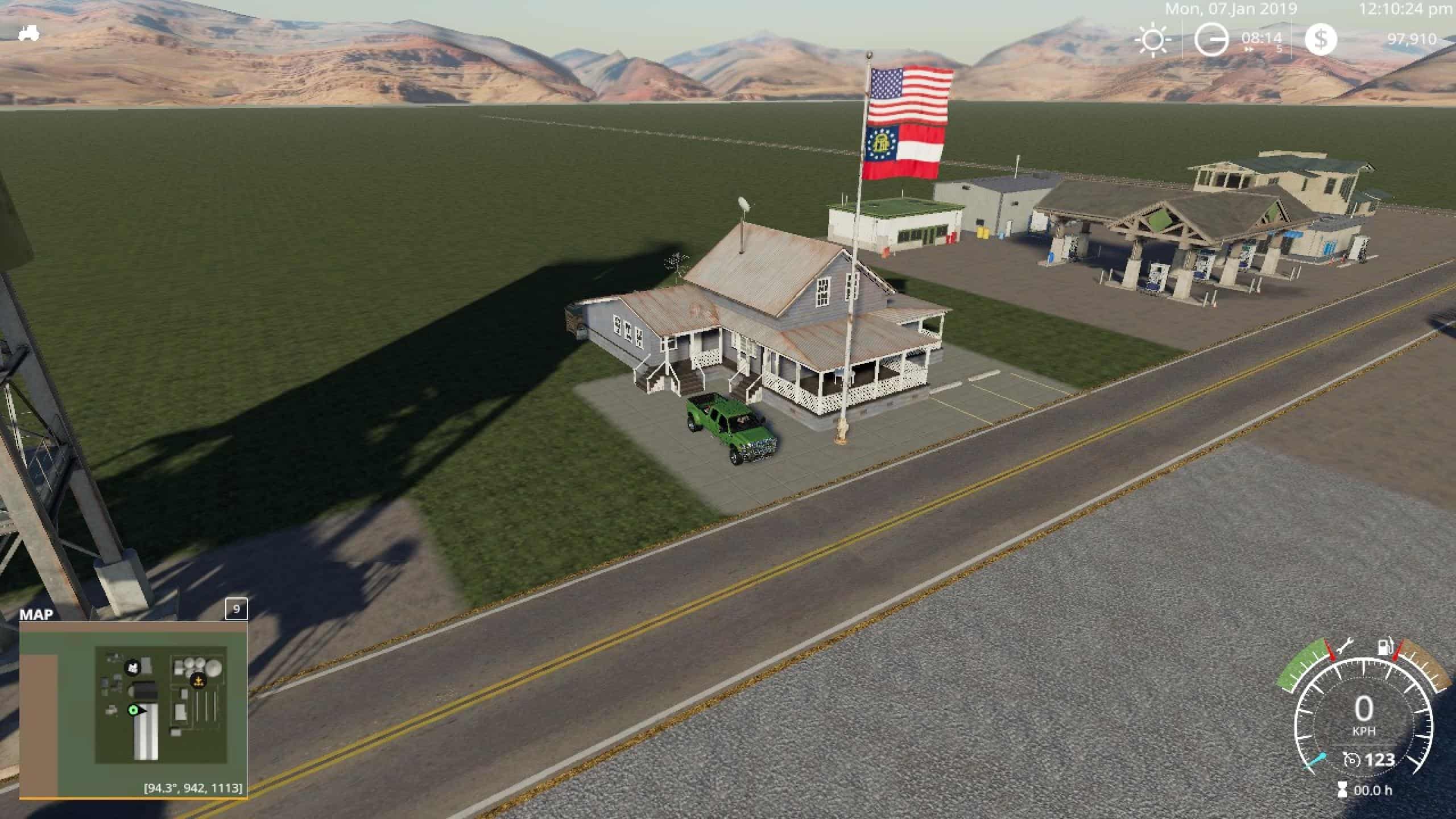 USA above Georgia State Flag v1.0.0 FS19 Mod - Farming Simulator 25