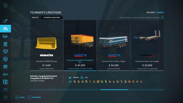 FS22 Schmitz CargoBull S.KI Heavy 8.5 Semi Tipper v1.0.0.0 | FS22 Mod ...