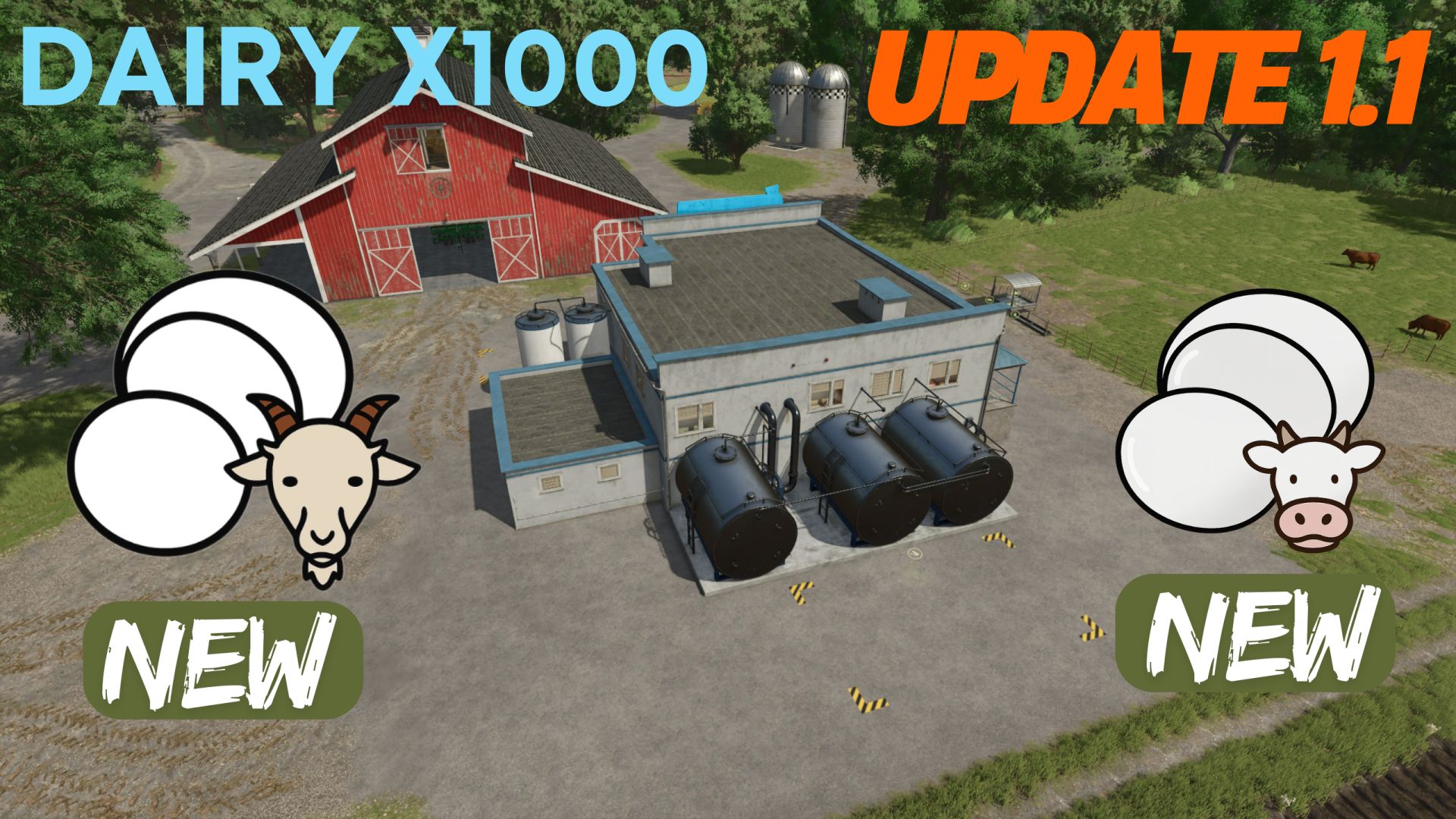 FS25 Dairy x1000 V1.1.0.0 Mod - Farming Simulator 25