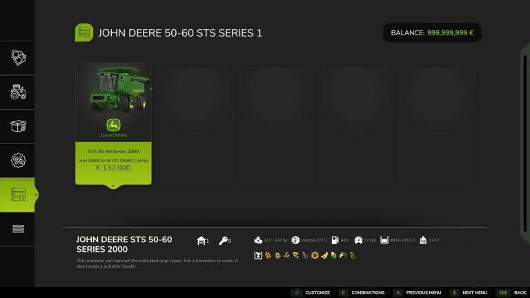FS25 John Deere 50-60 Series STS V1.1.0.0 Mod - Farming Simulator 25