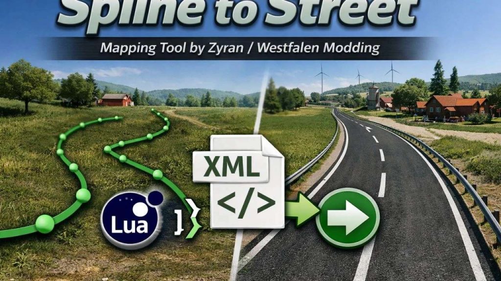 FS25 Spline to Street v1.2.0.0 Mod - Farming Simulator 25
