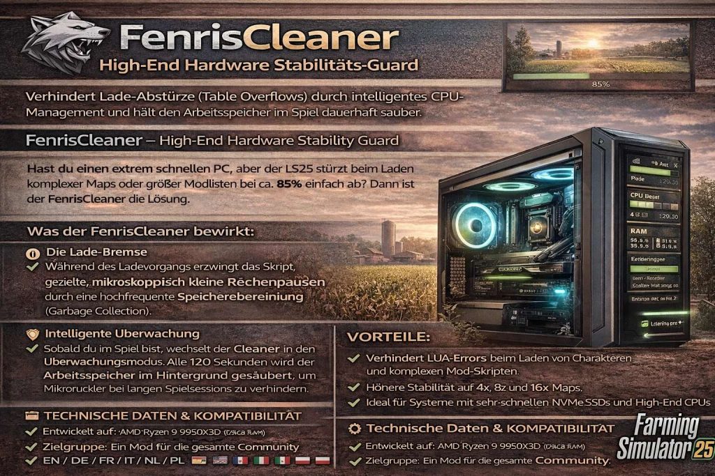 FS25 FenrisCleaner v1.0.0.0 Mod - Farming Simulator 25