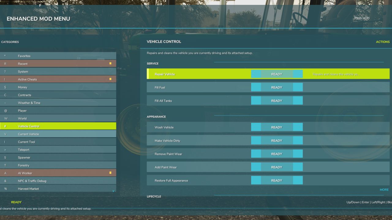 FS25 Enhanced Mod / Cheat Menu V1.8.0.0 Mod - Farming Simulator 25