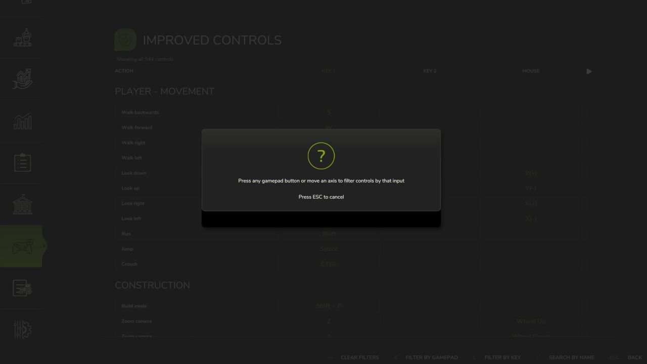 FS25 Improved Controls Menu V1.0.0.0 Mod - Farming Simulator 25