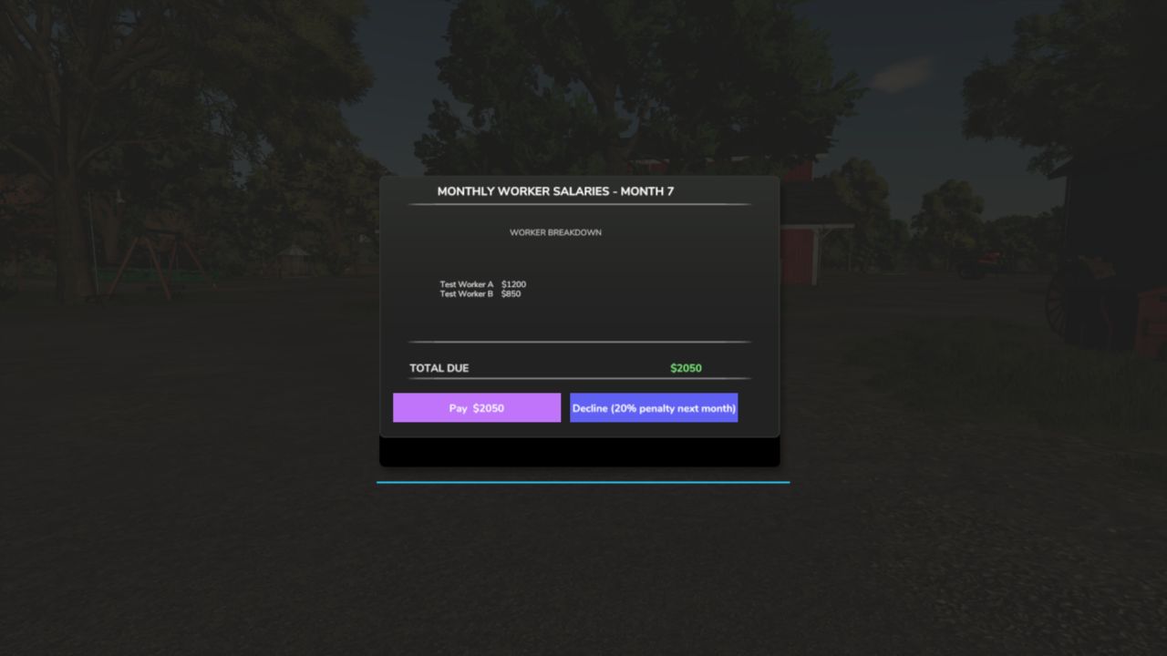 FS25 Realistic Worker Costs V1.0.9.4 Mod - Farming Simulator 25